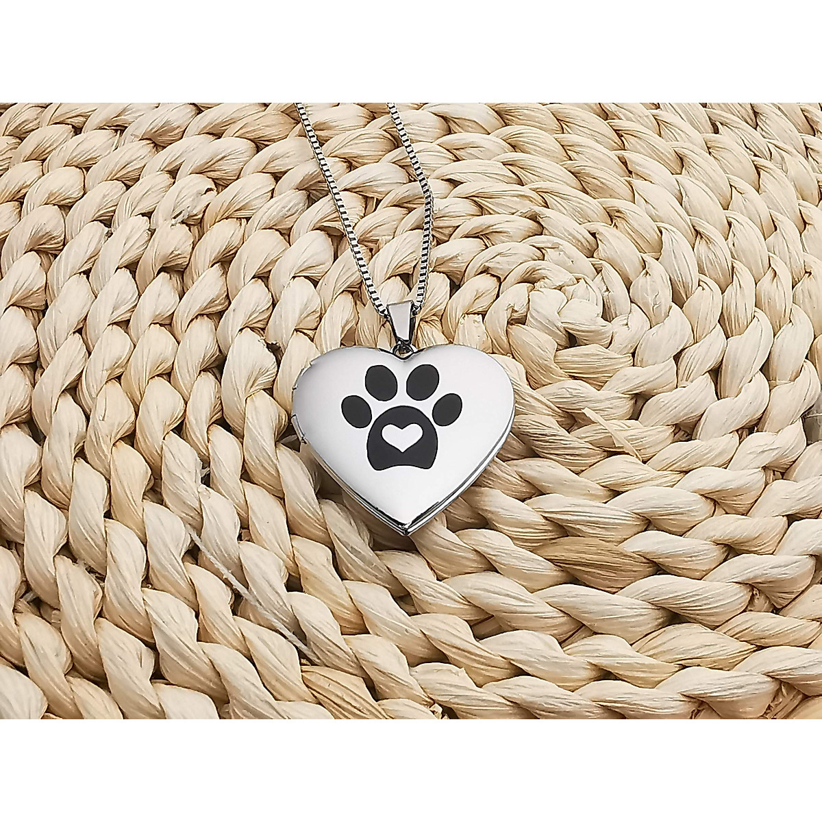 GOKING Dog Paw Locket Necklace That Holds Pictures Love Heart Photo Lockets Pendant for Women