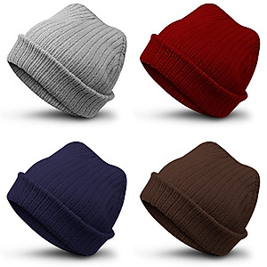 BOMPOW 4Pack Baby Beanie Hats Cozy Hat Infant Toddler Baby Beanies for Boys Girls Baby Winter Hats Gift