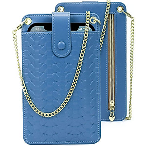 JIEGUB Cell Phone Purse Small Crossbody Bags for Women PU Leather Phone Pouch Card Slot Holder Wallet Case for 14 13 12 11 XR XS 8 7 Samsung Galaxy S22 S21 S20 S10 S9 S8 A13 A32 A42 A02S-Blue