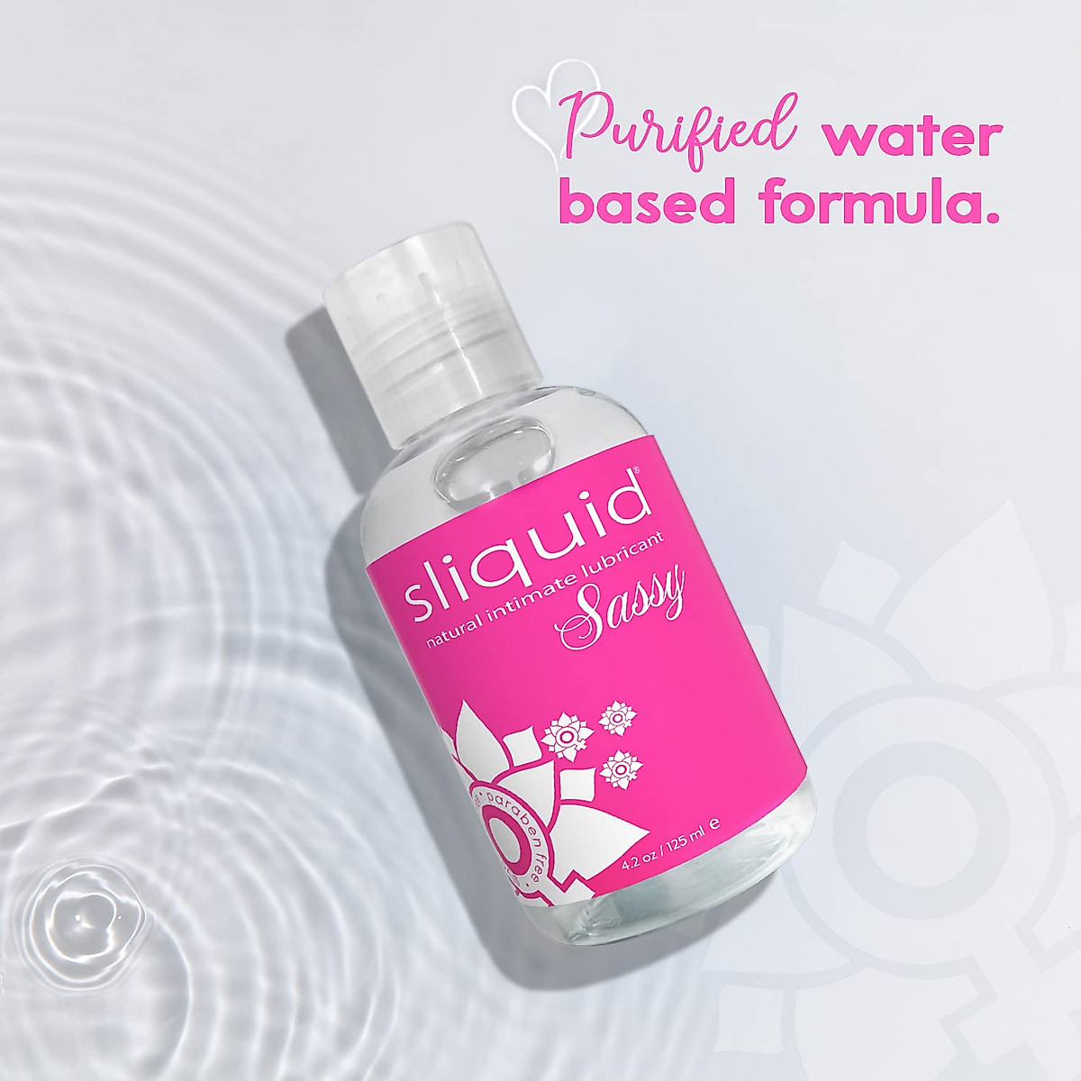 Sliquid Sassy Water-Based Lube - Thick, Long-Lasting Gel, Natural Lube for Women/Men/Couples, Unscented, 4.2 Fl Oz