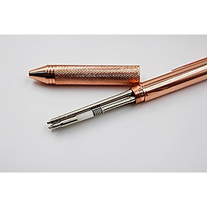JASON YUEN 2PCS PACK 4 in 1 Multi-Function Pen 4 Colors Pen with 0.5mm Mechanical Pencil and Black/Red/Blue Ballpoint Pen in Gift Package (2PCS PACK, Rose gold)