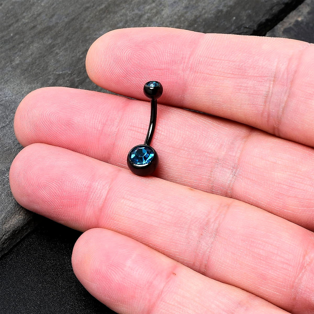 Body Candy 14G Belly Button Ring Surgical Stainless Steel Round Navel Barbell Stud Body Piercing (1PC-Black)