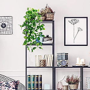 WXBOOM Small Fake, Artificial Potted Plant Faux Ivy Vine Plant Hanging Plant Pothos for Shelf Home Office Indoor Outdoor Garden Greenery Decor 2.84ft (Black Pot)