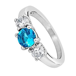 Fantasy Forge Jewelry Womens December Birthstone Ring Blue Cubic Zirconia Stainless Steel Anniversary Band Size 8
