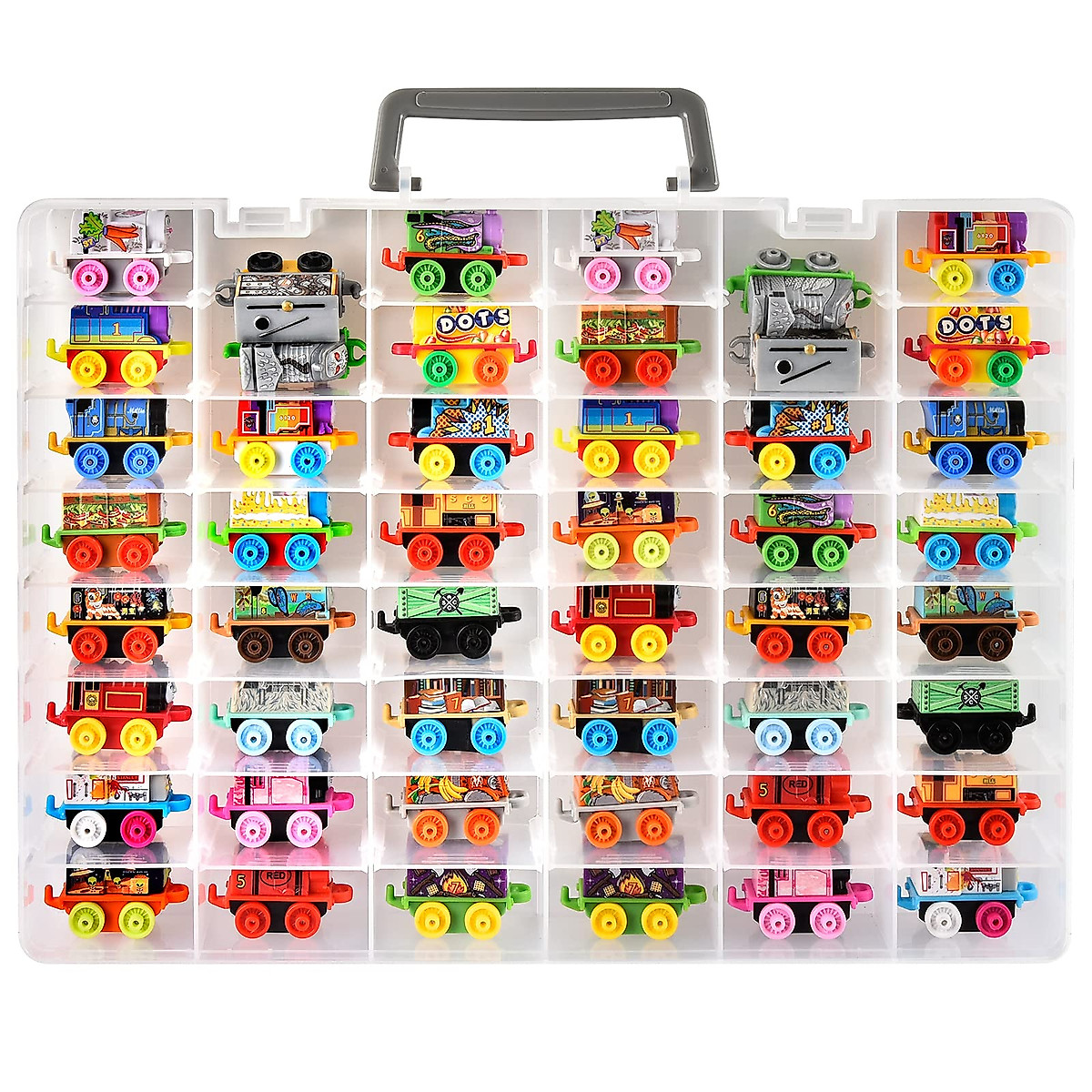 ALCYON Toy Storage Case Compatible with Thomas & Friends MINIS Engines/for Mini Brands Toys Series 1 2 3 4 /for Disney Doorables Collectible Mini Figures/for Mini Mart and More (Box Only)-White