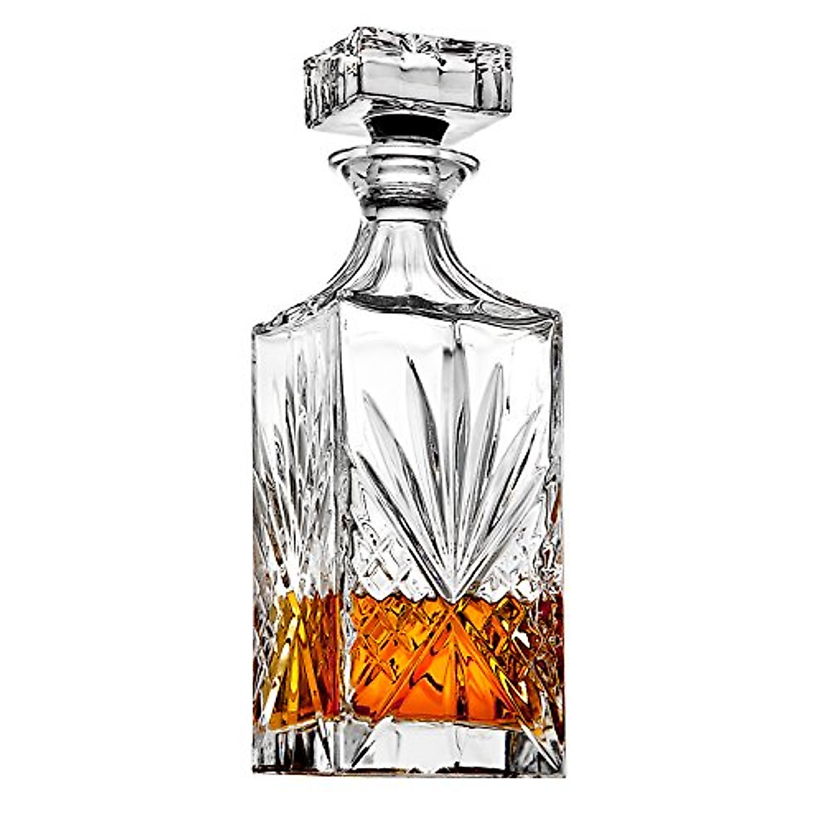 Whiskey Decanter Set with 2 Old Fashioned Whisky Glasses for Liquor Scotch Bourbon or Wine - Irish Cut