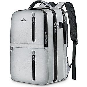 Laptop Backpack 15.6 Inch, Airline Approved Travel Carry on Backpack with USB Port, Anti Theft Business Suitcase Computer Work Bag, Water Resistant Overnight College Daypack Gifts for Men Women, Gray