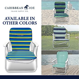 Caribbean Joe Folding Beach Chair, 1 Position Lightweight and Portable Foldable Outdoor Camping Chair with Carry Strap, Bold Stripe