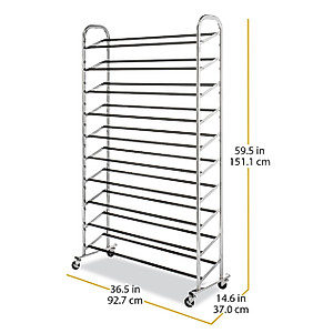 Whitmor 10 Tier Shoe Tower, 50-PAIR, Chrome