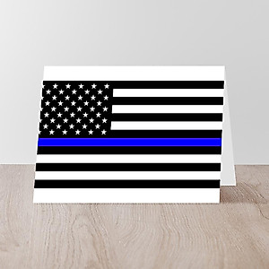 CafePress Police: Black Flag & The Thin Blue Line Greeting C Greeting Card (20-pack), Note Card with Blank Inside, Birthday Card Glossy