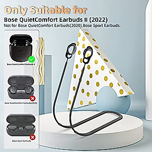 WOFRO Anti-Lost Strap for Bose QuietComfort Earbuds II, Sports Soft Silicone Lanyard Accessories Compatible with New Bose QuietComfort Earbuds 2 Neck Rope Cord (Black)