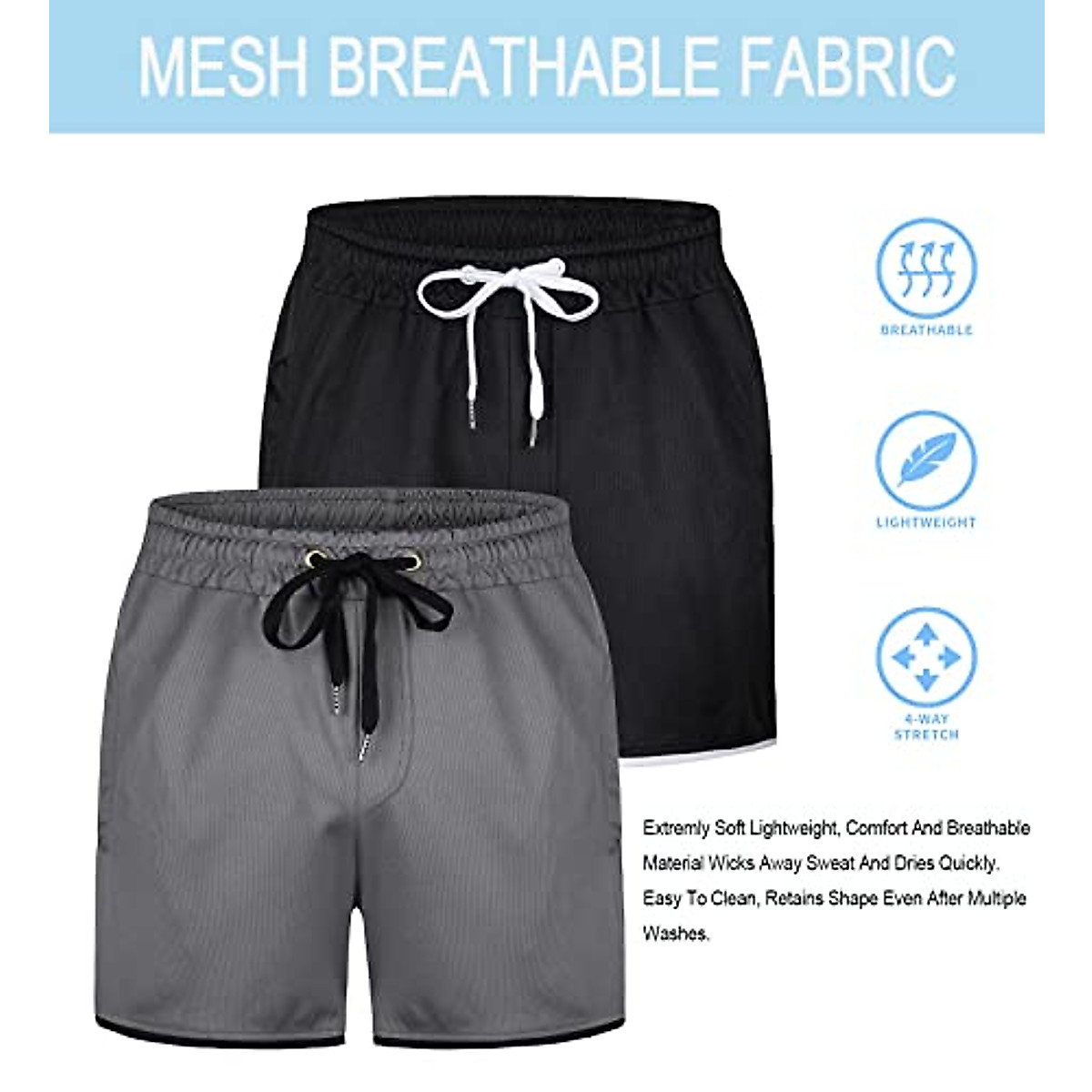 FLYFIREFLY Men's 4" Workout Running Shorts Quick Dry Lightweight Gym Yoga Shorts