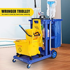 Toolsempire Commercial Mop Bucket, Mop Bucket with Wringer, Household Portable Mop Bucket, Very Suitable for Home and Public Floors, Capacity 32L, Yellow