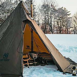 OneTigris Rock Fortress Hot Tent with Stove Jack, 4~6 Person, 4 Season Tipi Tent for Family Camping Backpacking Hunting Fishing Waterproof Wind-Proof.