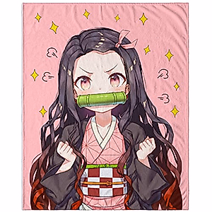 Anime Nezuko Blanket Ultra Soft Flannel Throw Blanket Cozy Warm Blanket Gifts for Kids Adults 50&quot;x40&quot;
