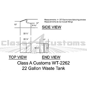 classAcustoms WT-2262 3" Hub Black Water RV Waste Holding Tank 22 Gallon Concession and Camper Waste Black Gray Tank
