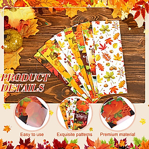 Containlol 100 Pack Fall Thanksgiving Silverware Bags Disposable Thankful Kraft Paper Cutlery Bags Autumn Utensil Holders Rustic Kitchen Decor Table Decorations for Harvest Party Supplies