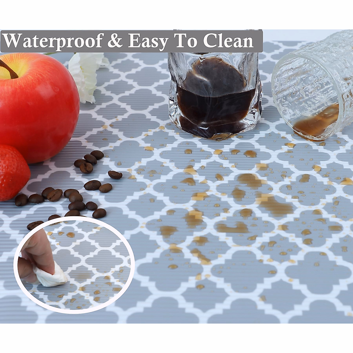 Cabinet Shelf Liner Non Adhesive 10 Inch Wide X 20 Ft Kitchen Drawer Liners Non Slip Waterproof Refrigerator Shelf Liners Thickened Cupboard Liner for Bathroom Pantry