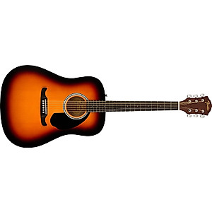 Fender DE FA-125 Dreadnought Acoustic Guitar Pack, 3-Color Sunburst, with Gig Bag and Accessories