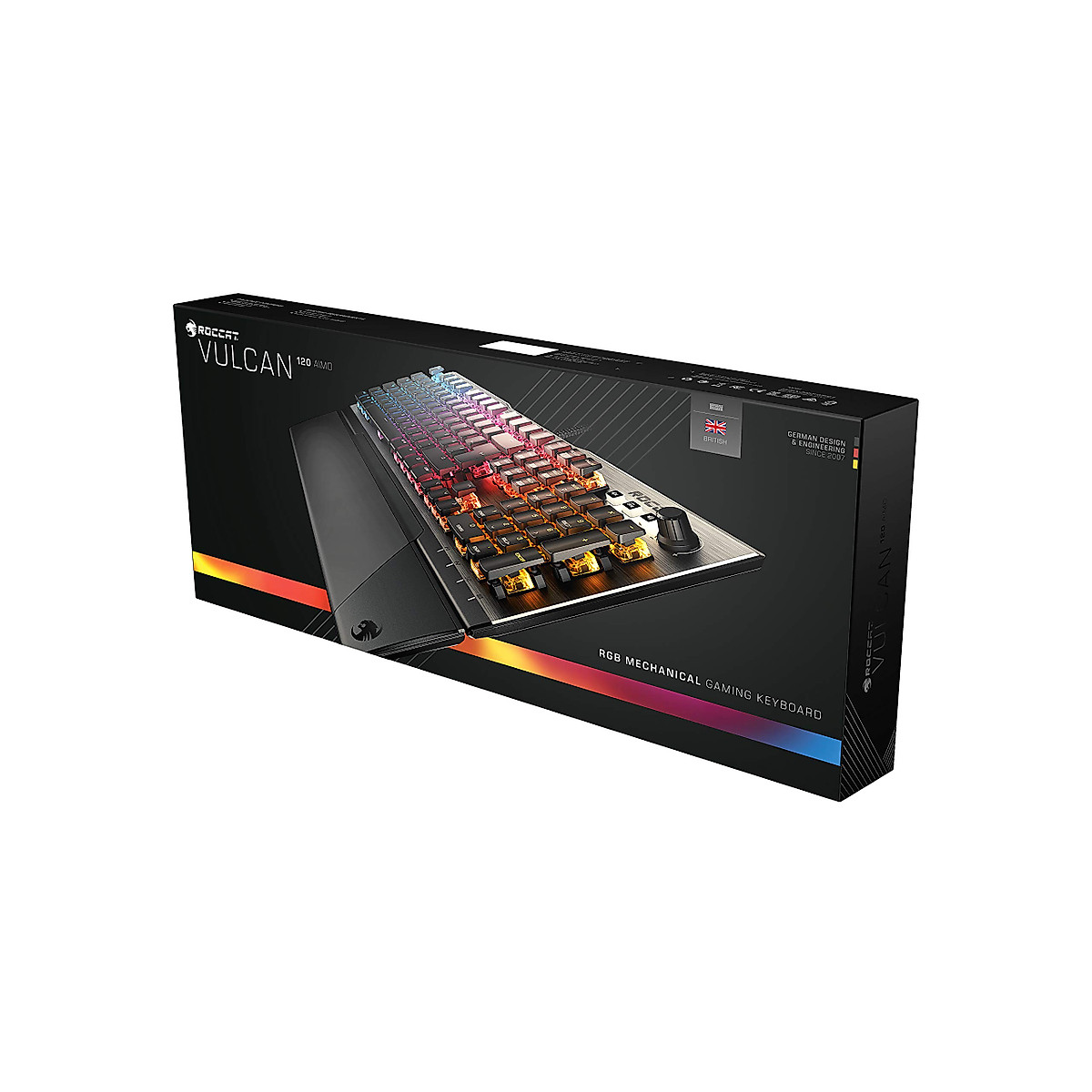 ROCCAT Vulcan 120 - Mechanical RGB Gaming Keyboard, AIMO LED Per-Key lighting, ROCCAT Titan switches, durable design (aluminum top plate), multimedia wheel, detachable wrist rest