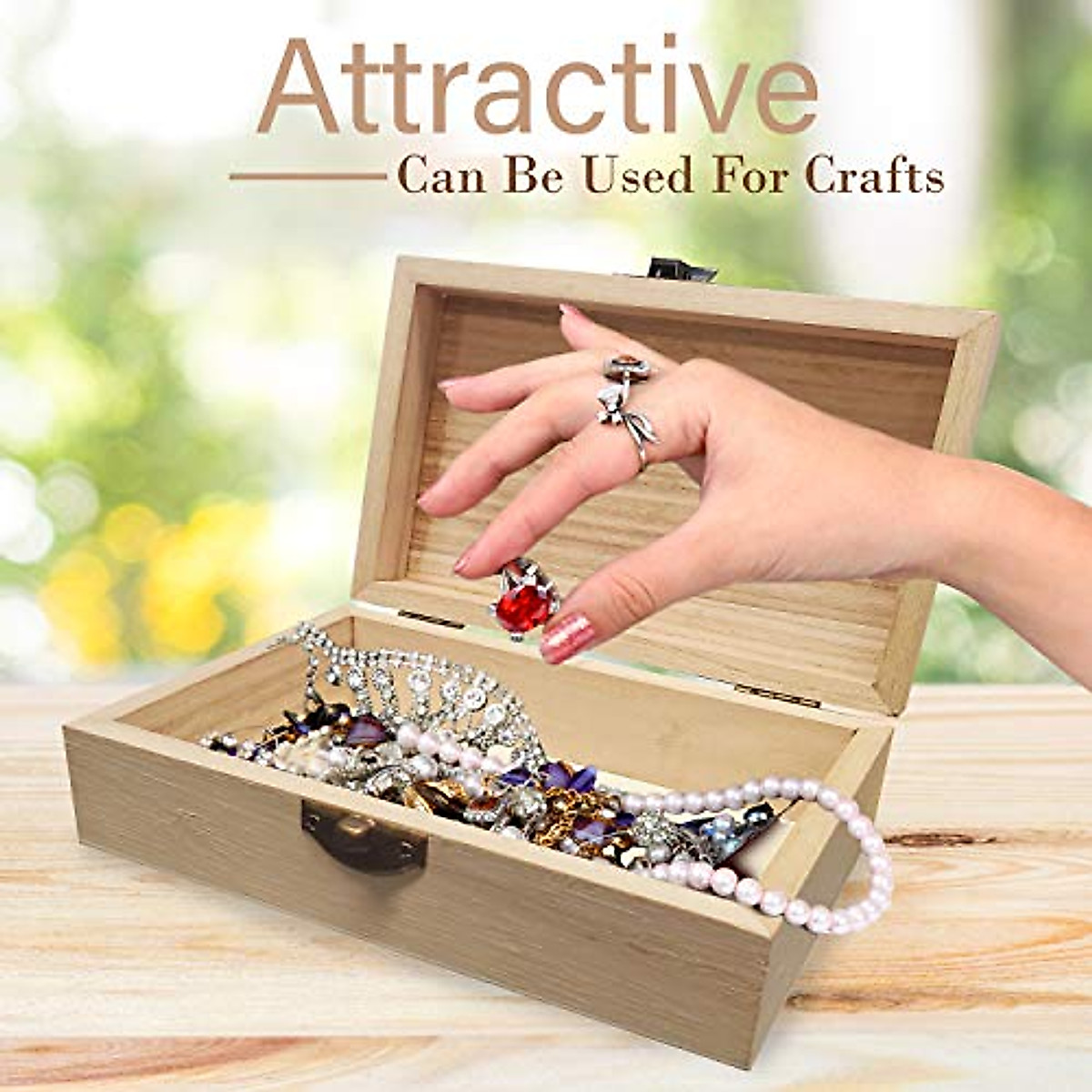 8 Pk Wooden Boxes for Crafts, Unfinished Wood Boxes 5.875 in x 3.8 in x 2 in