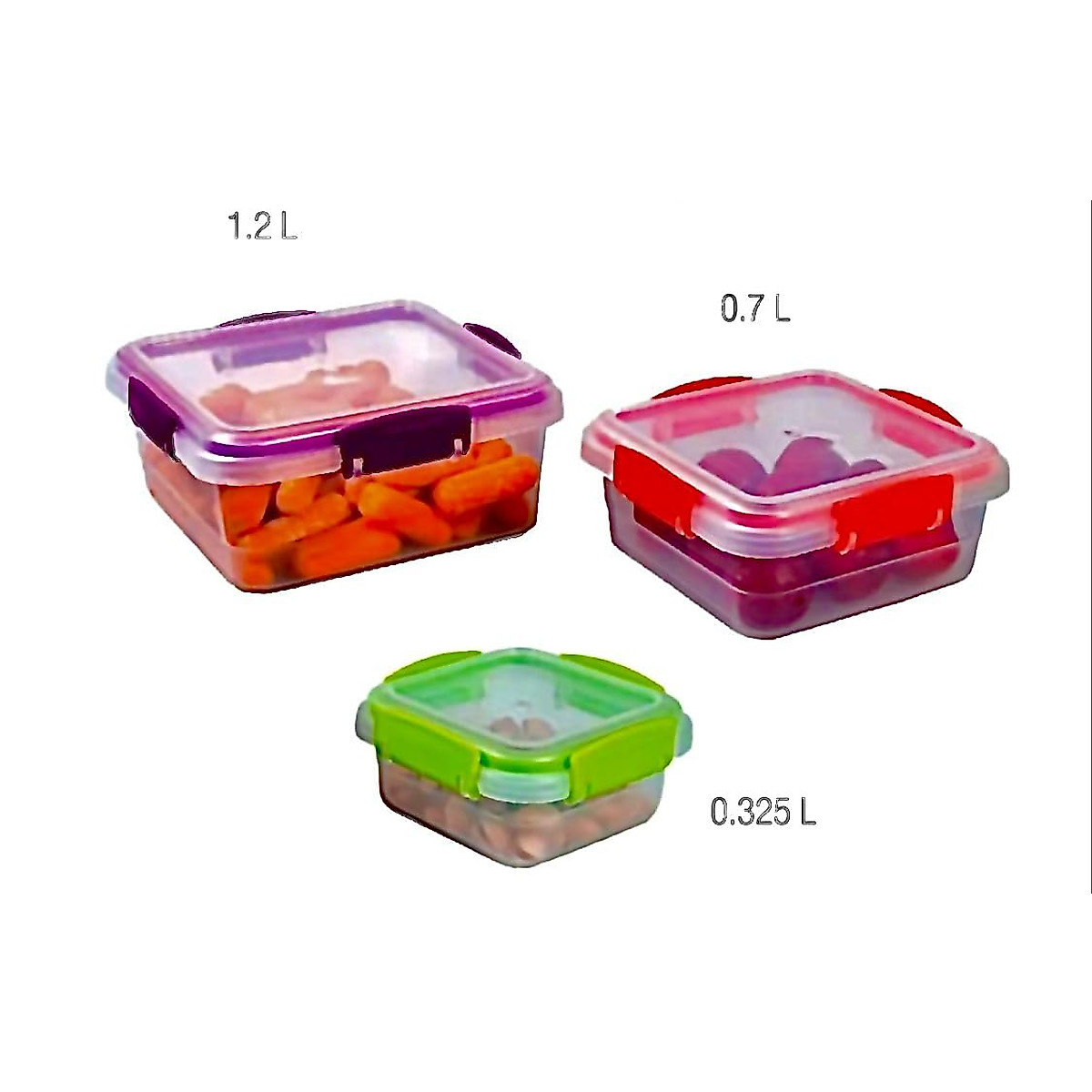 Food Storage Containers with Lids - Kitchen Essentials for Every Home: Leak Proof/BPA-free -kitchen organizer - Durable Plastic Containers sets for Organized Storage-3 Pcs(0.325l - 0.7l- 1,2l)