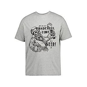 JP 1880 Menswear Big & Tall Plus Size L-8XL Wonderful Time Print Tee Gray Melange XXXXXX-Large 808869123