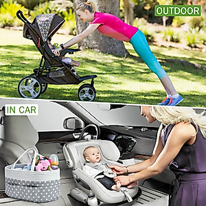 Baby Diaper Caddy Organizer, Rope Nursery Storage Basket with Removable Division Inserts, 3 Grids 8 Pouches, for Baby Boy or Girl Shower Gifts Newborn Essential Stuff Registry Must Haves Item