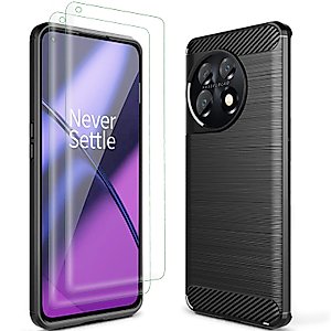 Sucnakp for OnePlus 11 Case OnePlus 11 5G Case with 2* Screen Protector TPU Shock Absorption Technology Raised Bezels Protective for One Plus 11（TPU Black）