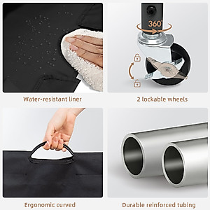 STORAGE MANIAC Laundry Sorter 4 Section, Hamper with Wheels and Removable Bags, Black