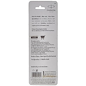 Parker Ball Point Pen Refills, Fine Point, Blue Ink, Pack of 6