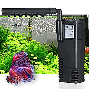 TARARIUM Quiet Betta Fish Aquarium Internal Filter Biochemical 79 GPH Rain Shower Design Small 3 in 1 Oxygen Air and Water Pump Multifunctional Submersible for 2-10 Gallon Fish Turtle Tank