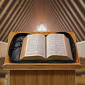 Dajingkj Bible Covers for Women Cross Flowers Large Size Bible Case with Pockets Strap Zip Bible Book Carrying Organizer Church Tote Bag