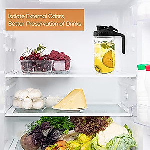 VA1KENE 32 oz Mason Jar Pour Spout Lid - Heavy Duty Glass Pitcher with Lid and Spout,Breast Milk Pitcher Airtight Seal for Freshness and Convenience,Great for Juice,Milk,Coffee,Lemonade,Drink(Black)