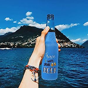 Summer Beer Bottle Insulator Sleeve with Zipper Neoprene Insulated Bottle Jackets Keep Warm and Cold Beer Bottle Sleeves with Stitched Fabric Edges for Party (8 Piece, Artsy Style)