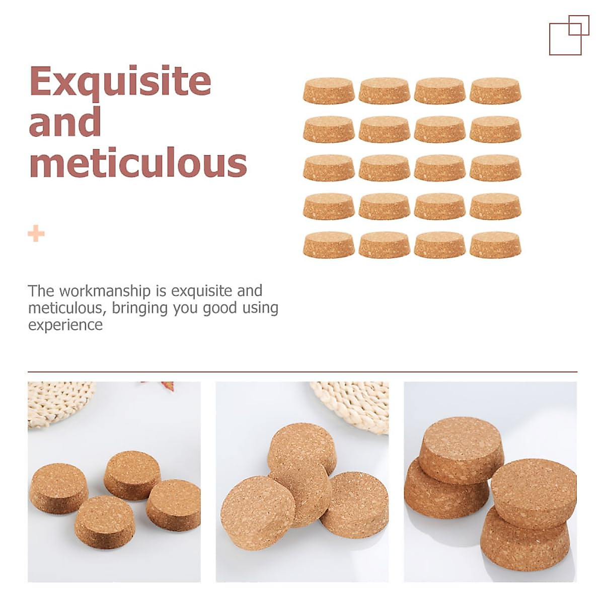 24 Pack Small Cork Lids for Jars - Wood Cork Lids for Canning, DIY Gifts, Wedding Favors - Kitchen Essential for Sealing Canning Jars