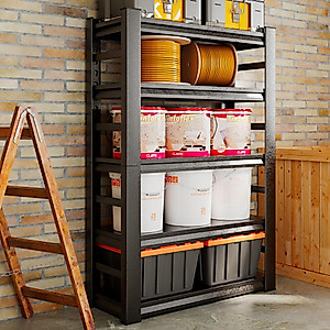 SFTORMAS 15.75" D X 32" W X 63" H Garage Shelving,5-Tier Adjustable Heavy Duty Shelving Unit,for Garage Kitchen Office Warehouse Basement Industrial Utility Yard,Black,2 Pack