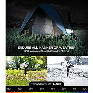 HNES 4 Pack Super Bright Solar Spot Lights Outdoor [47 LEDs | 4 Sides Illuminants | 300° Light Angle] IP65 Waterproof Solar Outdoor Lights Garden Lights Solar Powered Landscape Lights (Cool White)