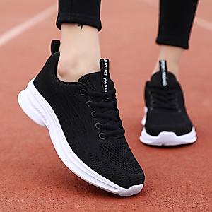 ZGRZPMGR Women's Casual Walking Shoes Breathable Sports Running Shoes Outdoor Lace-up Tennis Shoes Sneakers for Women Black