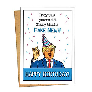 Trump Fake News Birthday Card | Funny Birthday Cards | Trump Supporter Gift | A7 Size - 5x7 Greeting Cards