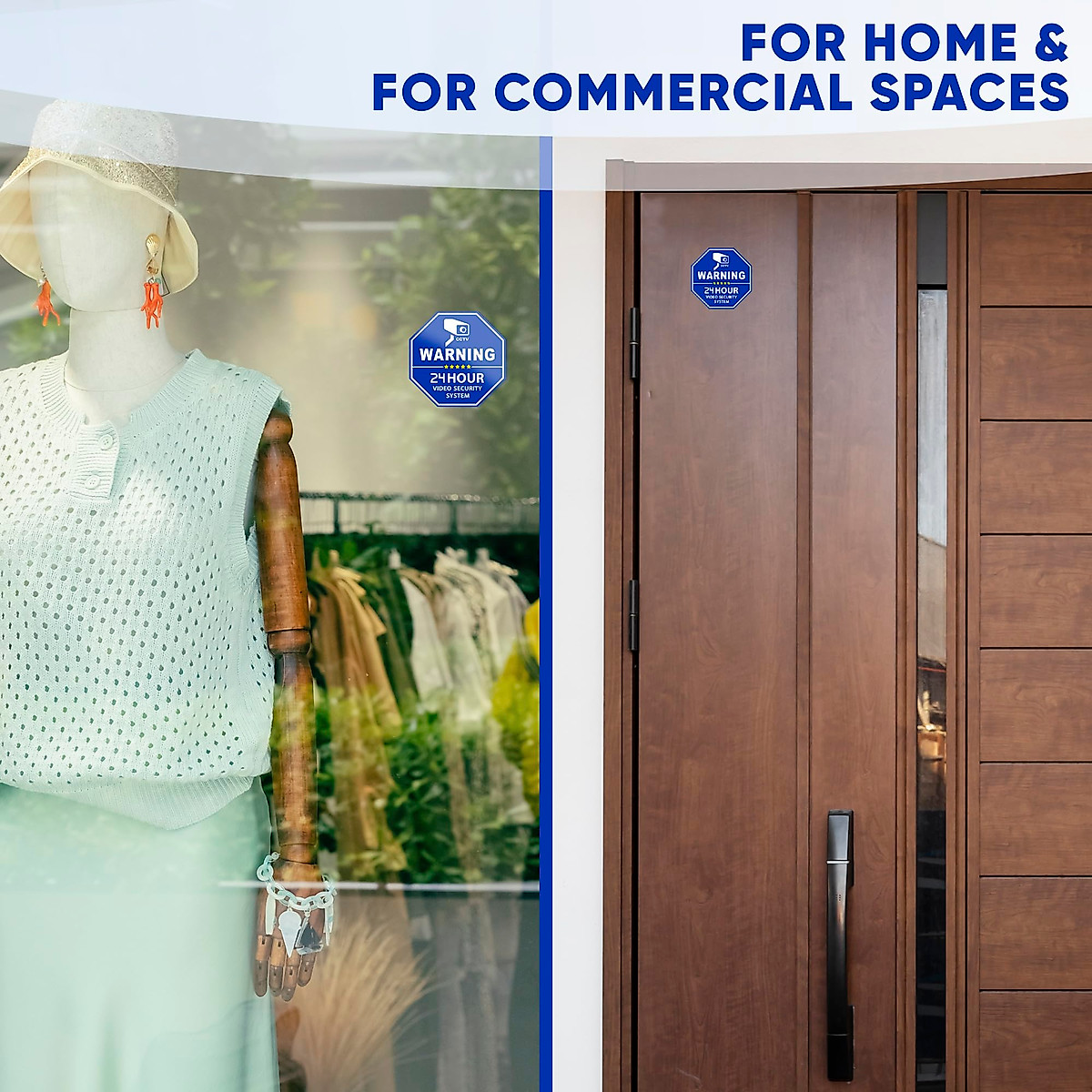 CCTV Outdoor Video Camera Security Stickers - 6Pcs CCTV Camera Video Security Camera in Use Sign Outdoor Video Surveillance Vinyl Sticker -24 Hours Warning Video Surveillance Window Security Signs