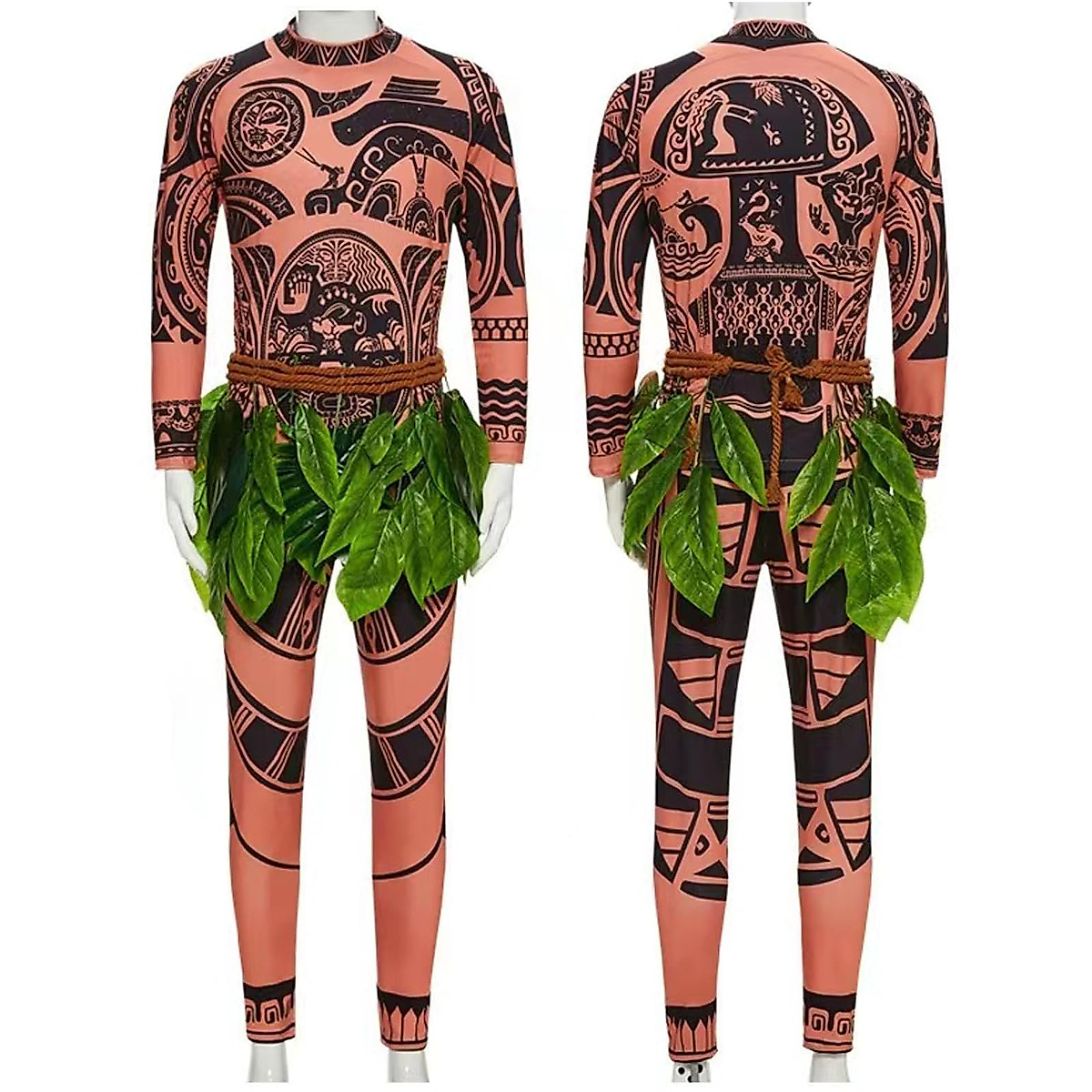 Oispvpes Maui Tattoo Costume Halloween Cosplay Jumpsuit Adult Mens outfit Women dress up 2XL