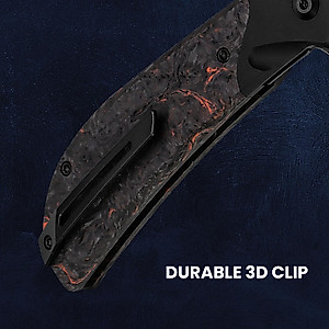 Kizer Phoenix Pocket Knife, 3.58 In S35VN Steel Blade Folding Knife, Fatcarbon & Aluminium Handle EDC Knife, Utility Knife with Deep Carry Pocket Clip for Camping Hiking Hunting, Ki4647A1