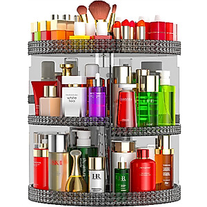 Awenia Makeup Organizer 360-Degree Rotating, Adjustable Makeup Storage, 7 Layers Large Capacity Cosmetic Storage Unit, Fits Different Types of Cosmetics and Accessories, Plus Size(Deep Gray)