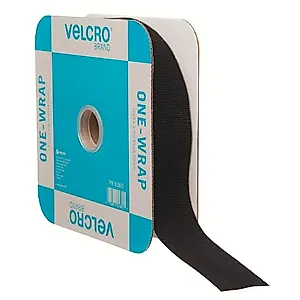 VELCRO Brand ONE-WRAP Double Sided Roll | 45 Ft x 1-1/2 In | Cut to Length Straps Heavy Duty | Bundling Ties Fasten to Themselves for Secure Hold, Black (91881)
