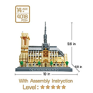 NeoLeo Micro Block Architecture Model Notre Dame de Paris French, Challenge for Adults Children, Cathedral Architecture Church Building Model Kits, 4018 Pieces