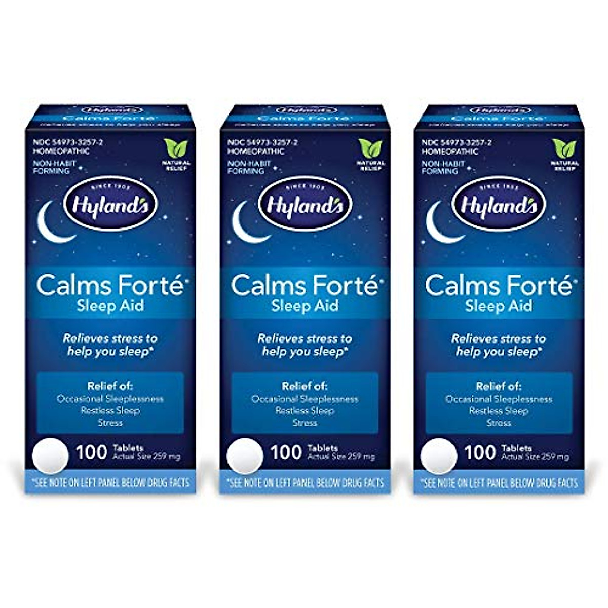Hyland's Calms Forte' Sleep Aid Tablets, Natural Relief of Nervous Tension and Occasional Sleeplessness, 100 Count (Pack of 3)