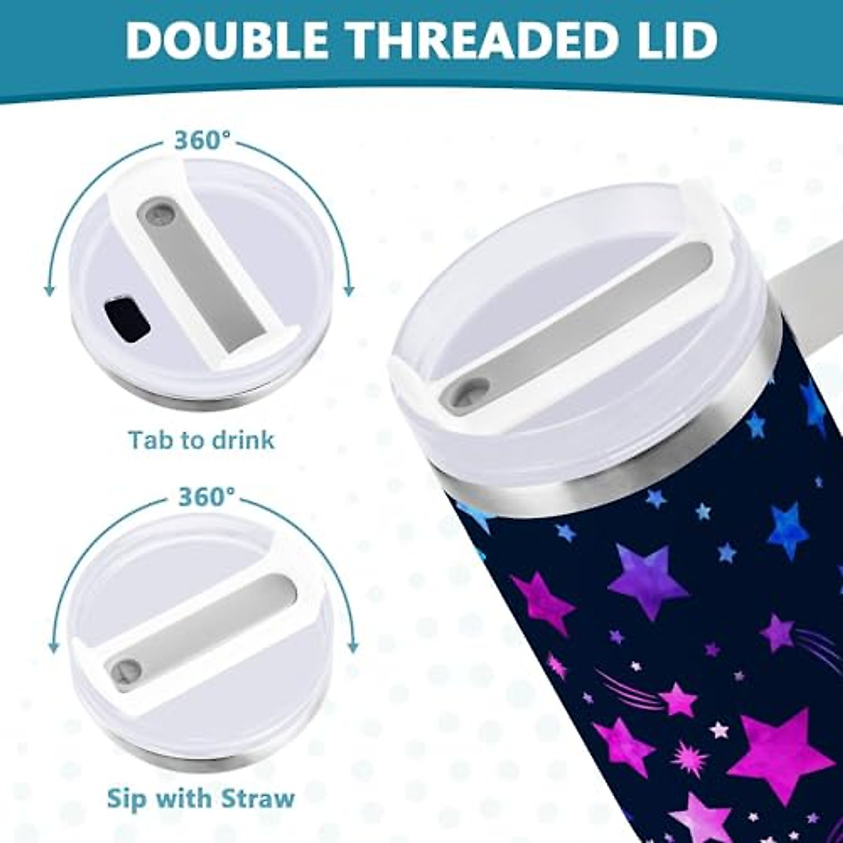 ARGTILDN 40 oz Tumbler Galaxy Starry Sky Insulated Travel Mug with Handle and Straw Lid Stainless Steel Vacuum Coffee Cup Tea Beverage Container Water Bottles for Car Sports office