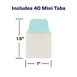 Avery Mini Ultra Tabs, 1" x 1.5", 2-Side Writable, Pastel Purple/Blue/Pink, 40 Repositionable Tabs (74761)