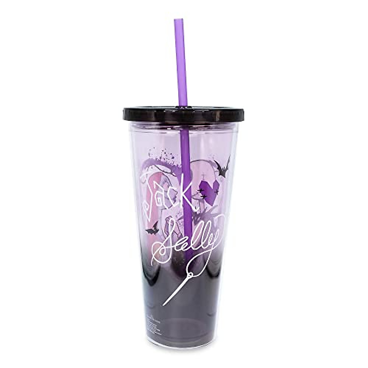 Disney The Nightmare Before Christmas 24-Ounce Carnival Cup With Reusable Straw and Leakproof Lid | Plastic Cold Cup For Boba Milk Tea Beverages, Home & Kitchen Essentials | Tim Burton Halloween Gifts
